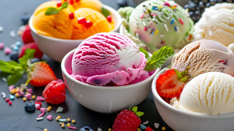 Different Ice Cream Close-up Stock Image - Image of cold, pistachio ...