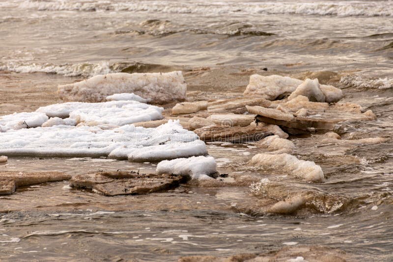 Different Ice Formations on Rocks on the Seashore, Ice Texture, Wind ...