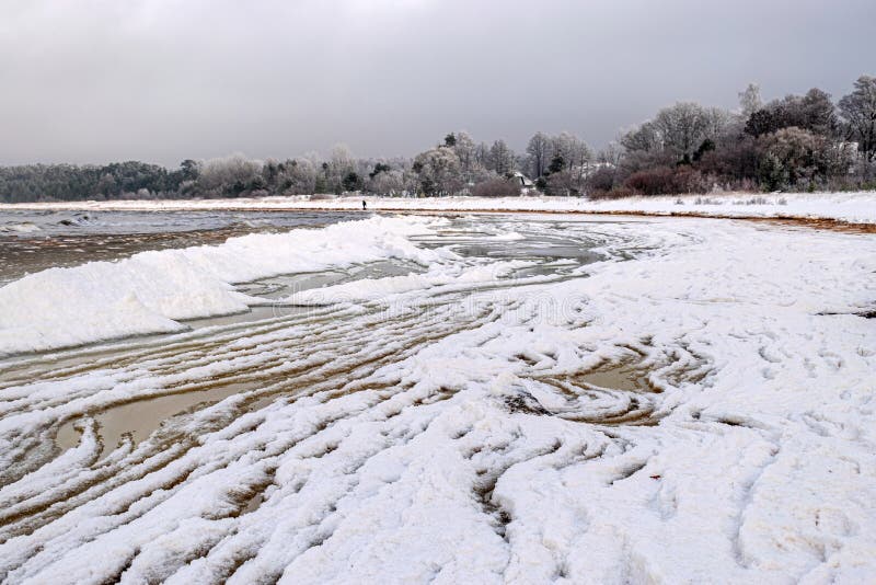 Different Ice Formations on Rocks on the Seashore, Ice Texture, Wind ...