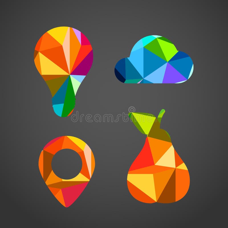 Different Icons of Color Triangles Stock Vector - Illustration of green ...