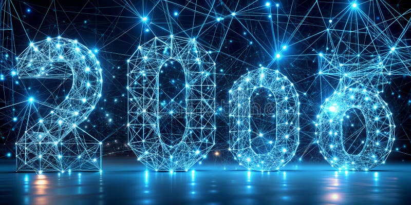 Different Illuminated Numbers in a Wire Frame Abstract Digital ...