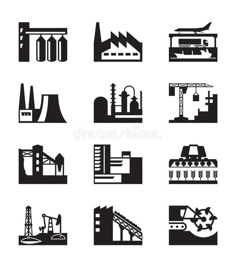 Different Industrial Plants Stock Vector - Illustration of industry ...