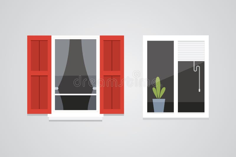 Different Interior Windows of Various Forms Vector Illustration. Stock ...