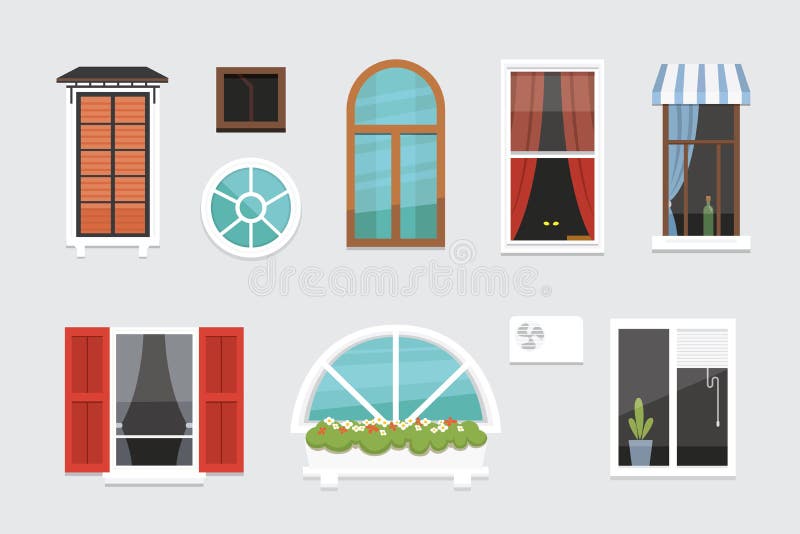 Different Interior Windows of Various Forms Vector Illustration ...