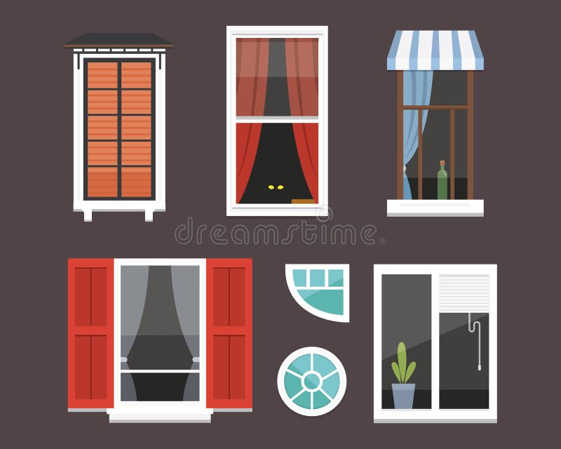 Different Interior Windows of Various Forms Vector Illustration. Stock ...