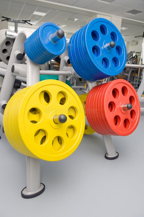 Different Iron Disc Weights Stock Image - Image of multicolored, sport ...