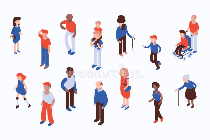 Different Isometric People Vector Set Isolated on White. Stock ...