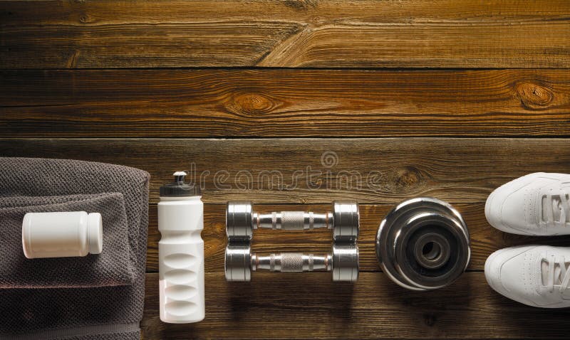 Different Items for Fitness Top View. Exercise, Fitness, and Working at ...