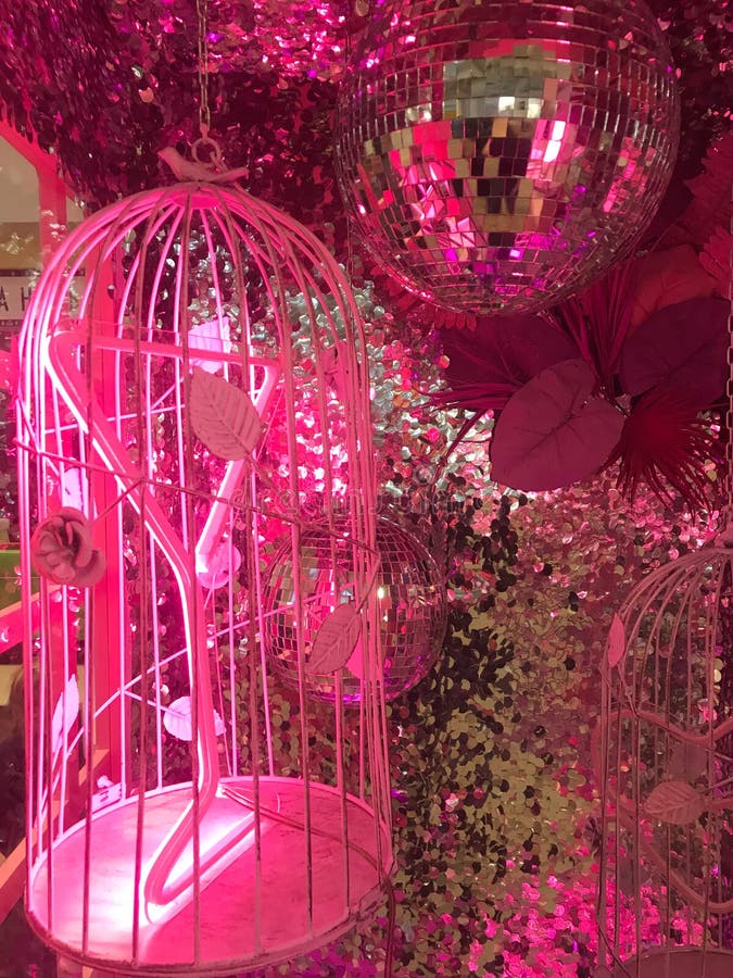 Different Items in Neon Pink Color Decoration Stock Image - Image of ...