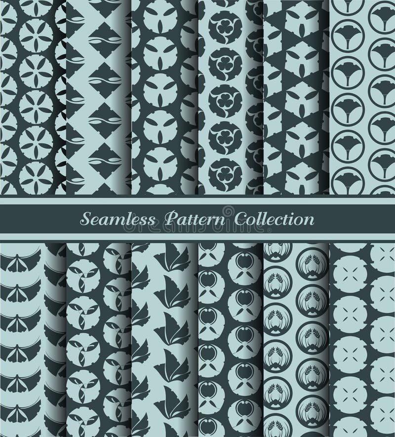 12 Different Japan Traditional Seamless Patterns Stock Vector ...