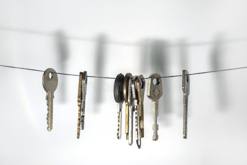 A Different Keys from Different Locks Hanging on String Stock Image ...