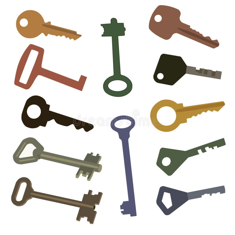 Set of different keys stock vector. Illustration of privacy - 44402349