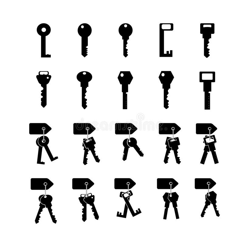 Different keys with tags stock illustration. Illustration of ring ...