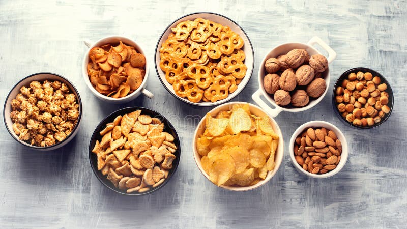 Different kids of snacks stock image. Image of pretzels - 122329773