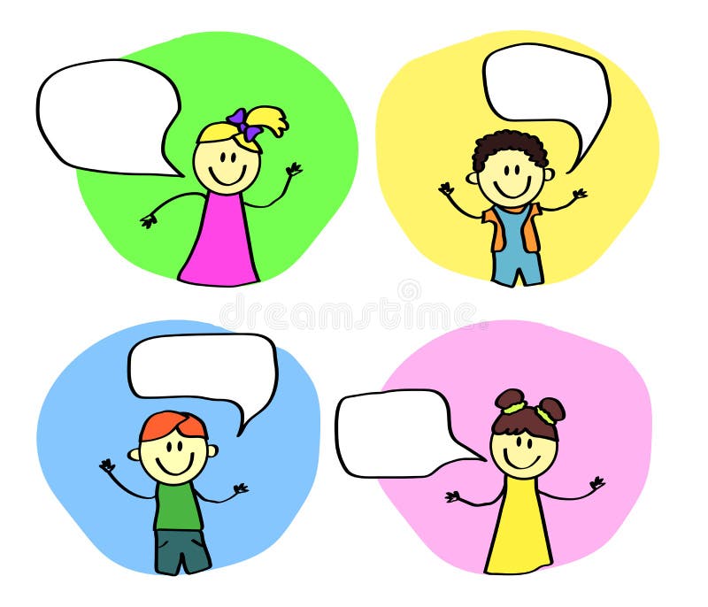 Different Kids Talk on the Background. Stock Vector - Illustration of ...