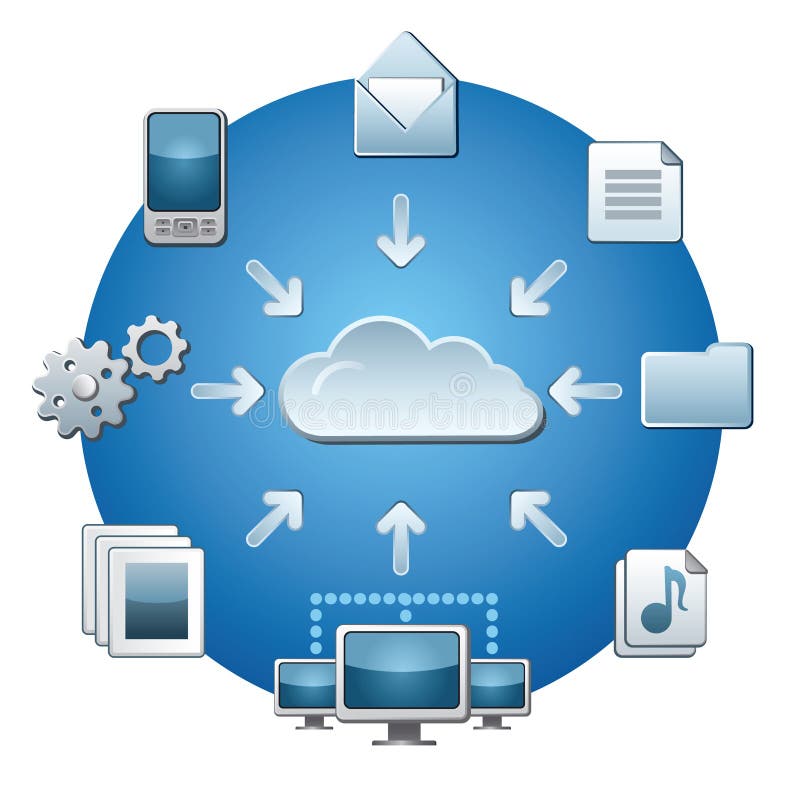 Cloud service network stock illustration. Illustration of hosting ...