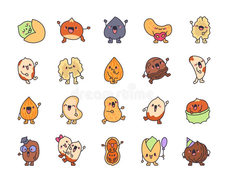 Different Kind of Cute Fetus Nut Stock Vector - Illustration of affable ...