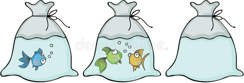 Different Kind of Fish in the Bags Stock Vector - Illustration of ...