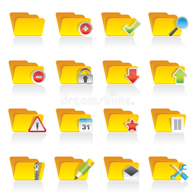 Different Kind of Folder Icons Stock Vector - Illustration of internet ...