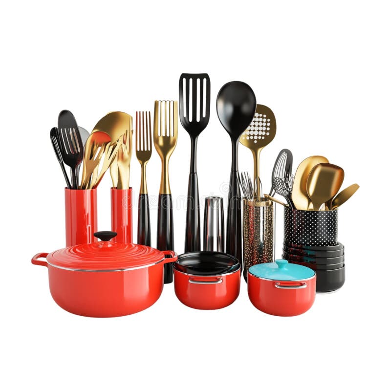 Different Kind of Kitchen Accessories on Transparent Background - Ai Generated Stock ...