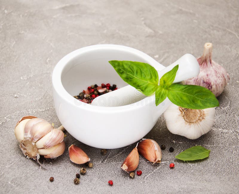 Different kind of spices stock image. Image of garlic - 114956597