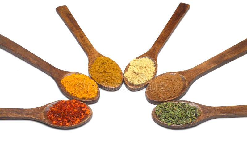 Different Kind of Spices on a White Background. Stock Photo - Image of ...
