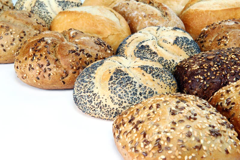 Different Kinds of Buns on a White Background Stock Photo - Image of ...