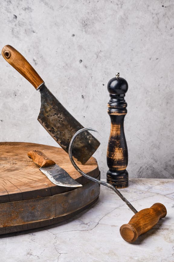 Different Types of Butcher Tools Forged by Blacksmith Stock Image ...