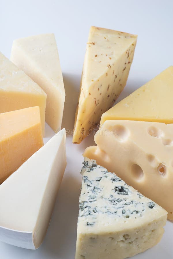 Different Kinds of Cheeses Isolated on White Background. Stock Image ...