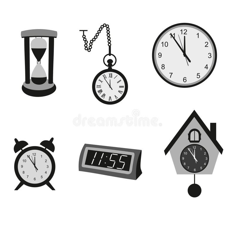 Different Types Clocks Stock Illustrations – 20 Different Types Clocks ...