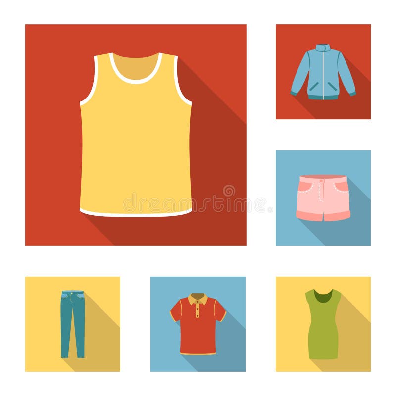 Different Kinds of Clothes Flat Icons in Set Collection for Design ...
