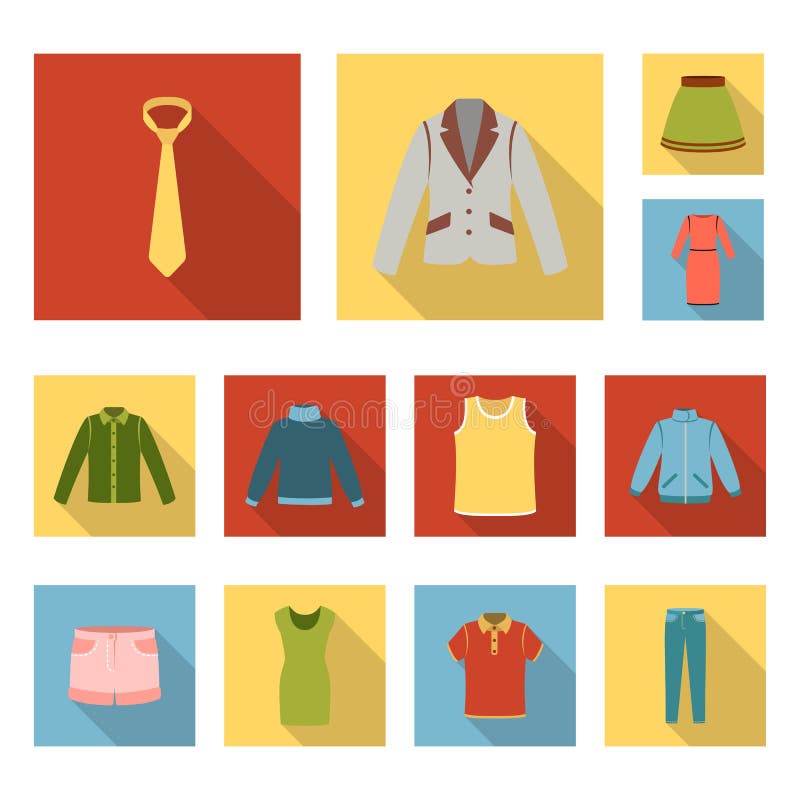 Different Kinds of Clothes Flat Icons in Set Collection for Design ...