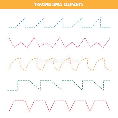 Different Kinds of Dashed Lines for Writing Practice. Trace Lines Stock ...