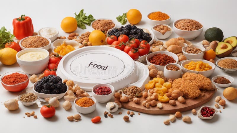 Different Kinds of Food and Flavoring Stock Illustration - Illustration ...