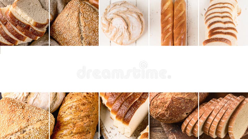 Different Kinds of Fresh Bread Collage. Food Stock Photo - Image of ...