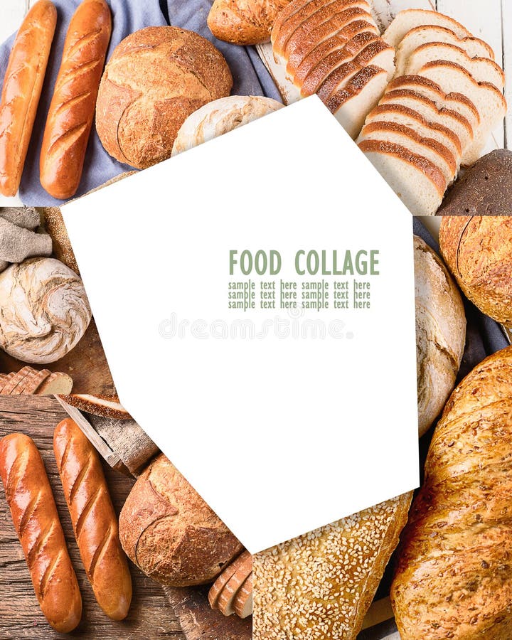 Bread Collage stock photo. Image of baked, variety, closeup - 13107406
