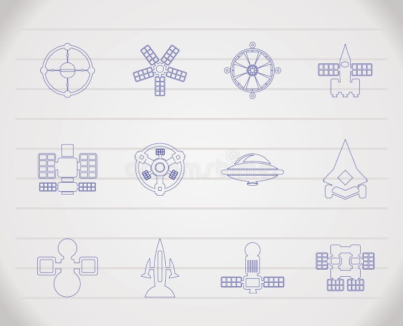 Different Kinds Of Future Spacecraft Icons Picture. Image: 13619054
