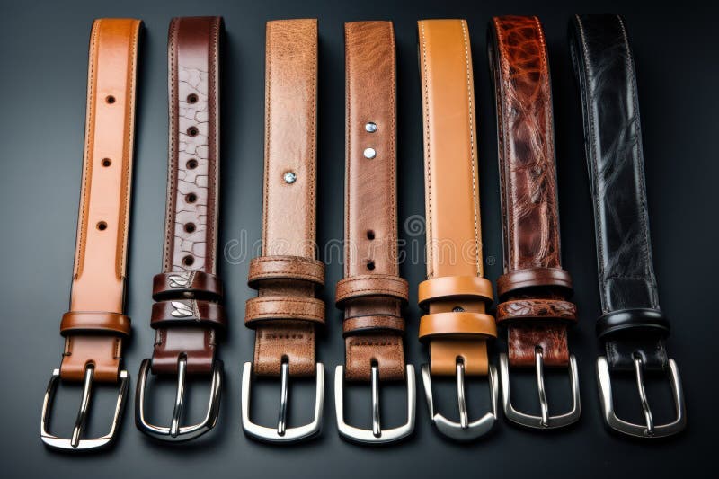 Different Kinds of Leather Belts Isolated for a Fashion Accessories ...
