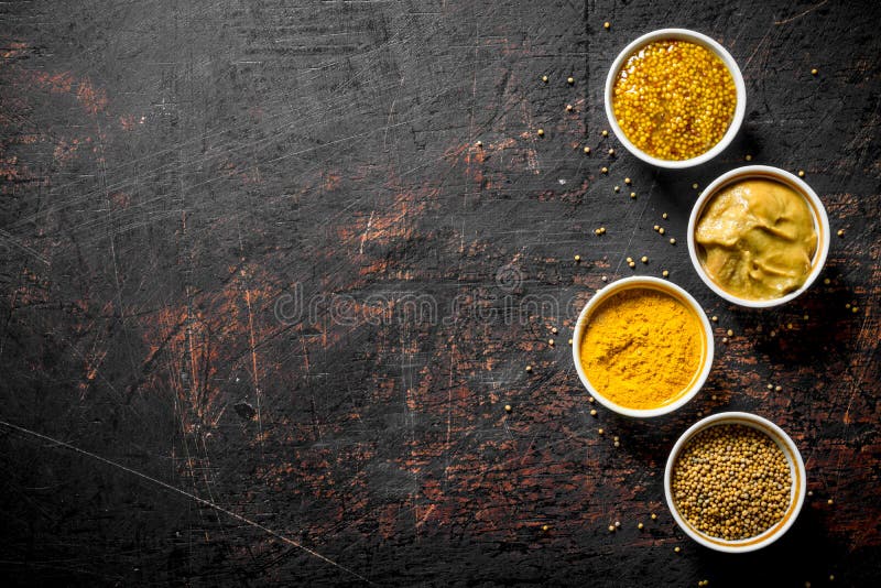 Different Kinds of Mustard in the Bowls Stock Image - Image of grain ...