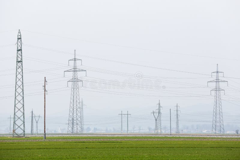 Different kinds of pylons stock photo. Image of electric - 38457668