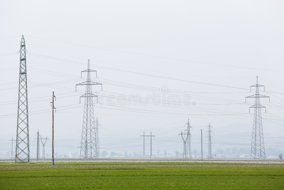 Different kinds of pylons stock photo. Image of electric - 38457668