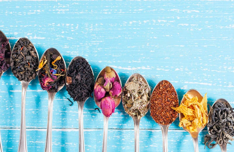 The Different Kinds of Tea Presented As a Sample in the Silver Spoons ...