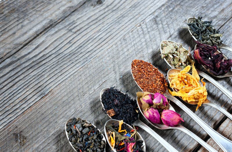 The Different Kinds of Tea Presented As a Sample in the Silver Spoons ...
