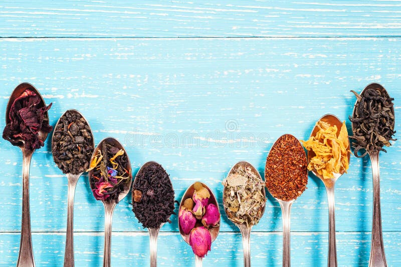 The Different Kinds of Tea Presented As a Sample in the Silver Spoons ...