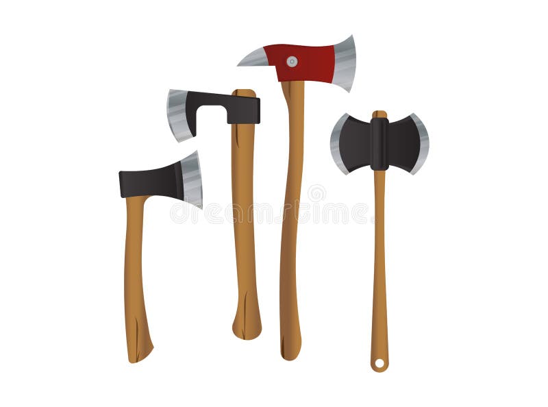 Different Kinds of Vector Axes. Forester, Fire, Tourist Ax and Kitchen ...