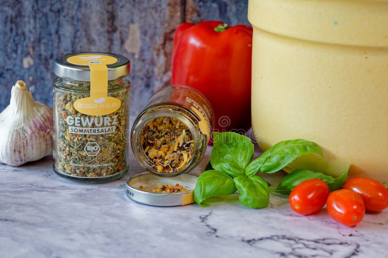 Different Kitchen Spices in Jars on a Kitchen Counter Editorial Stock ...