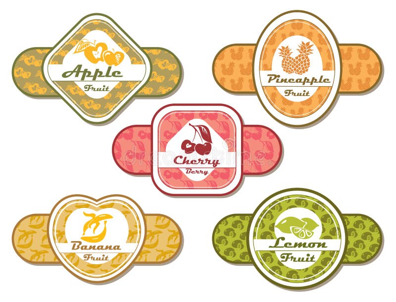 Different Labels for Fruits and Berries Stock Vector - Illustration of ...