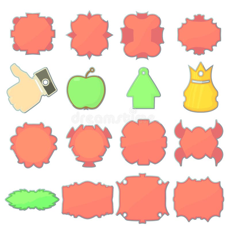 Different Labels Set, Cartoon Style Stock Vector - Illustration of ...