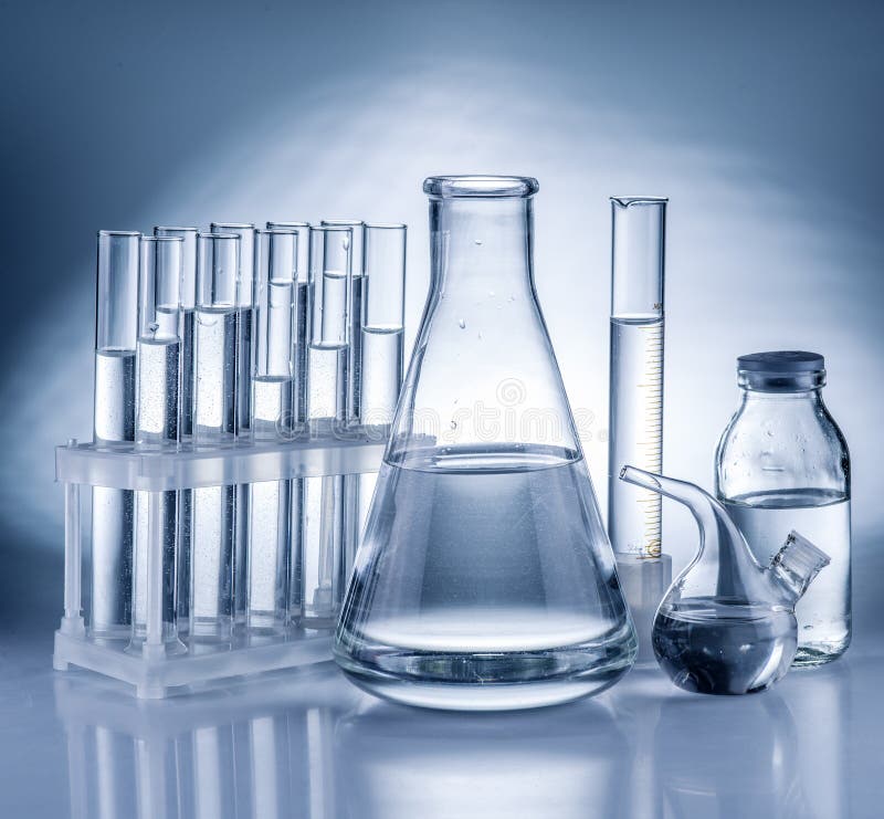 Different Laboratory Beakers and Glassware Stock Photo - Image of ...