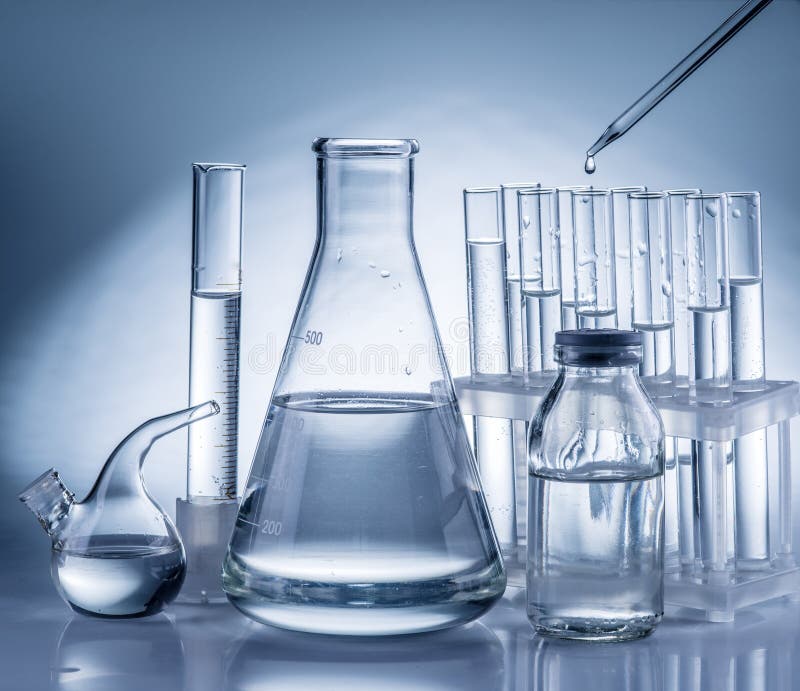 Different Laboratory Beakers and Glassware Stock Photo - Image of ...